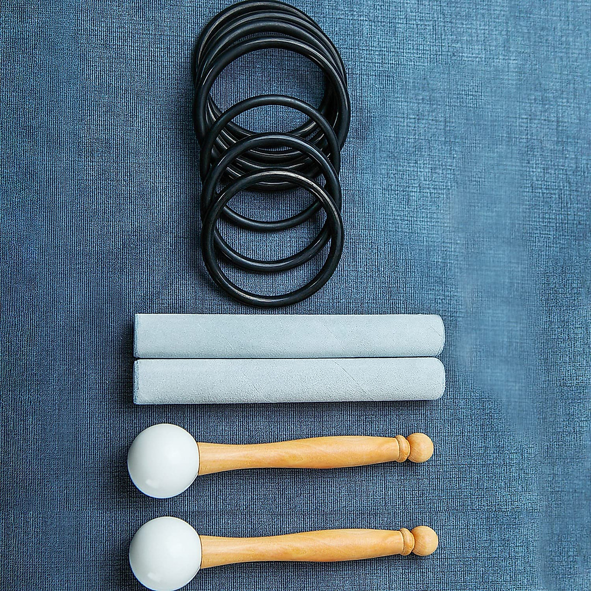 KVKA 432hz 7-12 inch Crystal Singing Bowls Set of 7 pcs Quartz Frosted Singing Bowls For Sound Healing with 2 PCS Travel Carry Case Bag (7-12inch, Rainbow)