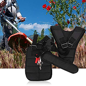 Fdit Trimmer Harness Strap Adjustable Padded Strap Comfort Strap Double Shoulder Garden Brush Cutter Lawn Mower Belt