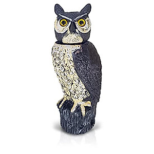 Dalen SOL-R Action Solar Fake Owl Decoy to Scare Birds Away from Gardens, Rooftops, and Patios - Scarecrow Provides Chemical-Free Pest Control - Safe and Humane, 18" 360º Rotating Head