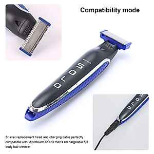 4PCS LinMei Solo Replacement Heads Compatible for 1st Generation Microtouch Solo Mens Shaver with Shaver Charging Cable for Electric Trimmer