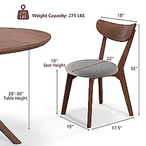 ERGOMASTER Dining Chairs, Set of 2 Walnut Wood Chairs with Curved Back for Home, Kitchen, Dining Room, Restaurant