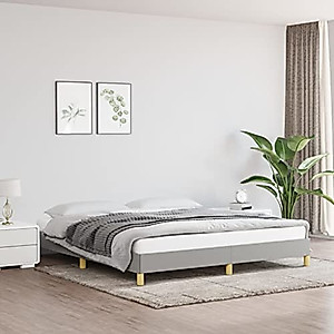 INLIFE California King Size Bed Frame,Fabric Platform Bed Frame with Wooden Legs California King Size Bed Frame Strong Wooden Slats Support,No Spring Box Needed,Easy to Assemble Light Gray 72"x83.9"