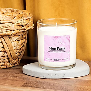 Foreverwick Mon Paris Warm & Floral Surprise Soy Wax Candle with Diamond Inside 14Oz Jar, Large Candles, Scented, Gift Women, Glass, Large Size, Double Pour Inspired, 70 Hours