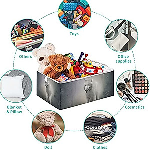 visesunny Closet Baskets Dark Wolf Storage Bins Fabric Baskets for Organizing Shelves Foldable Storage Cube Bins for Clothes, Toys, Baby Toiletry, Office Supply