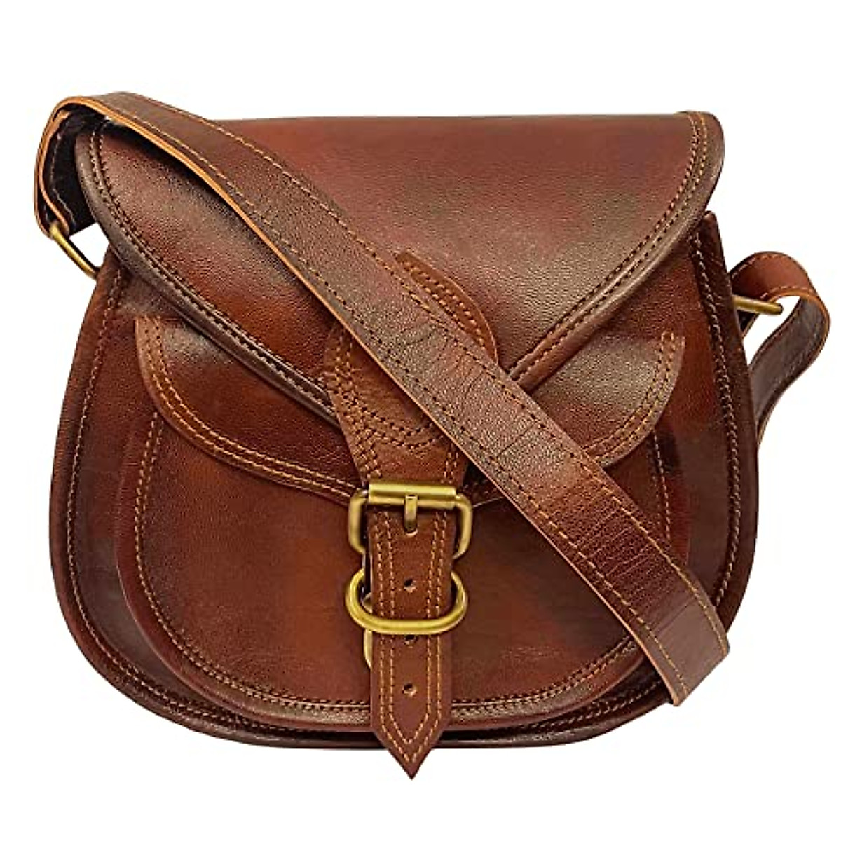 URBAN LEATHER Women's Crossbody Shoulder Sling Bags Genuine Leather Boho Hippie Satchel for Teen Girls Handmade Vintage Travel Cross body Saddle Bag Wallet for Women Ladies Handbag Purses for Her
