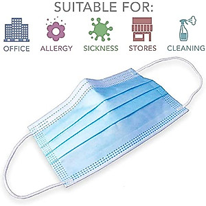 [Pack of 2000] Fuye Blue Disposable Face Masks | Protective 3-Ply Breathable Comfortable Nose/Mouth Coverings for Home & Office | Elastic Ear Loop 3-Layer Safety Shield for Adults/Kids.