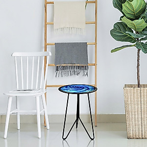 LIFFY Patio Side Table, Small Round End Table, Metal Side Table Outdoor, Small Porch Table for Indoor Balcony Furniture Decor (Blue 12 inch)