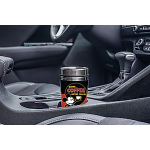 Elanze Designs Steamboat Willie Coffee Before Talkie Magical Mouse Fairytale 16 Ounce Stainless Steel Classic Coffee Travel Mug Tumbler, Slide Top Lid, Wrap-Around Design, Kitchen, SSMUG-SH1453