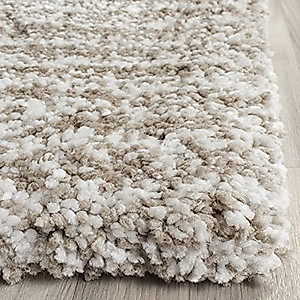 SAFAVIEH Ultimate Shag Collection 8' x 10' Sand / Ivory SGU211C Handmade Solid 1.6-inch Thick Area Rug