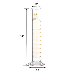 500ml Glass Graduated Cylinder Measuring Bottle Single Metric Scale with Cleaning Brush …