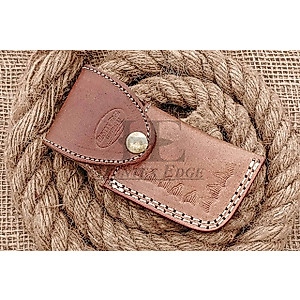 HUNTEX Custom Handmade Hand-Forged Twist Pattern Damascus Steel 4 Inch Long Natural Walnut Wood Handle Razor Sharp Hunting Folding Pocket Spear Knife with Pocket Clip & Genuine Leather Pouch