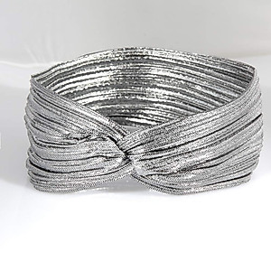 Hisight 3 Pcs Fashion Wrinkle Elasticity Metallic Big Bowknot Baby Headband Hair Bow Band Accessories Headwear Women and Girls Headband, Fashion Design