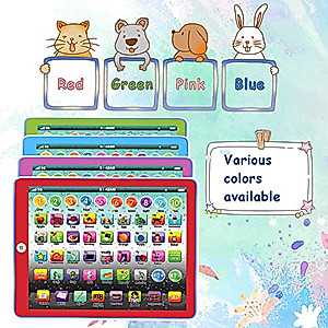 SPOGENN Learning Tablet Educational Touch Pad for Fun Learn Number ABCs Spelling Animal Green