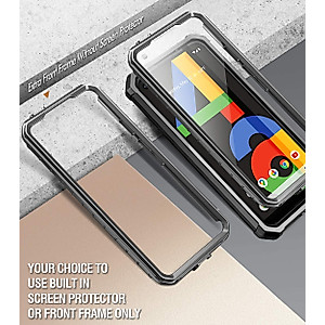 Poetic Guardian Series for Google Pixel 4a 5.8 inch (2020) Case, Full-Body Hybrid Shockproof Bumper Cover with Built-in-Screen Protector, Black/Clear