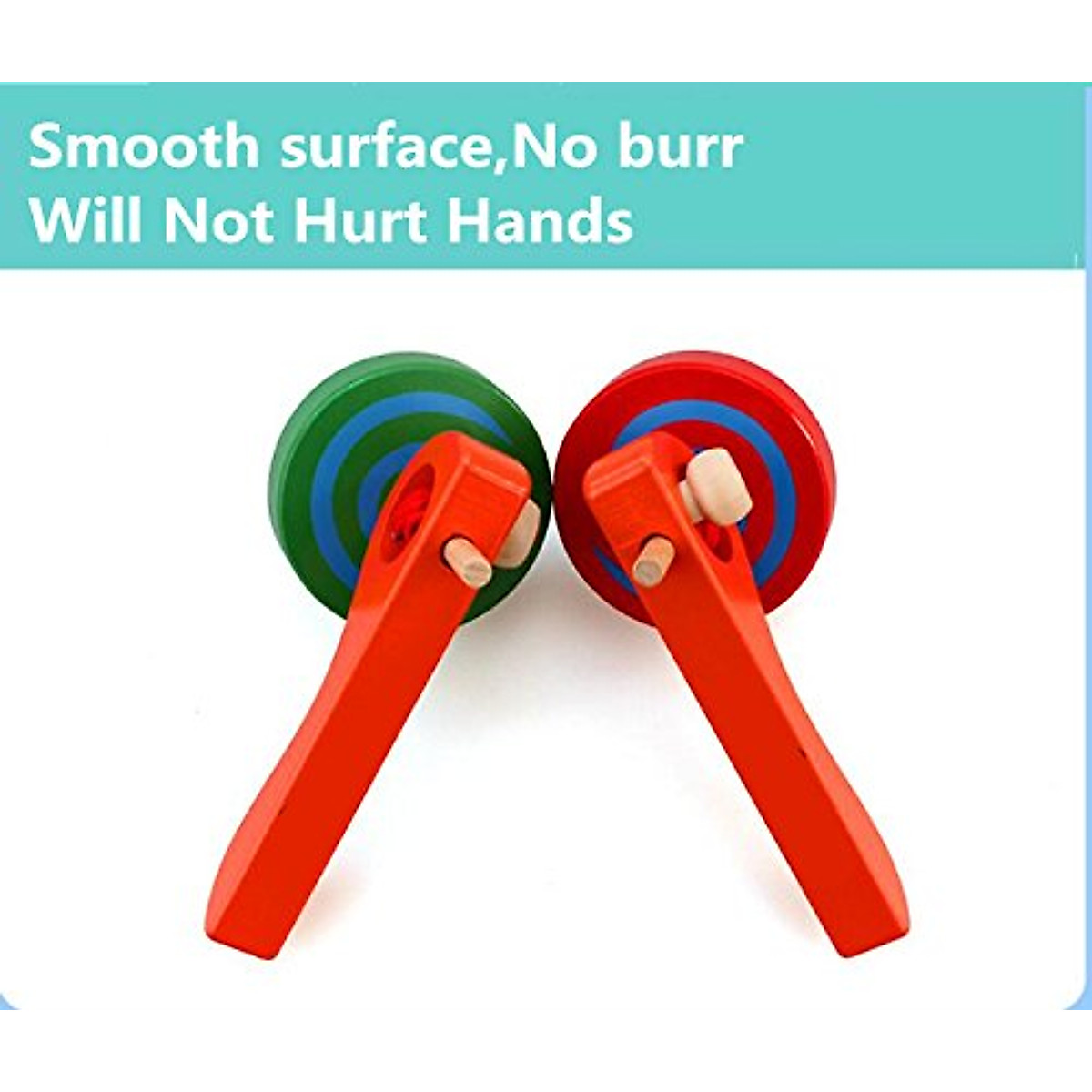 FQStech Wooden Spinning Top Gyroscope peg-top with Handle and Pull String Wire,can Last Long time, Color Random