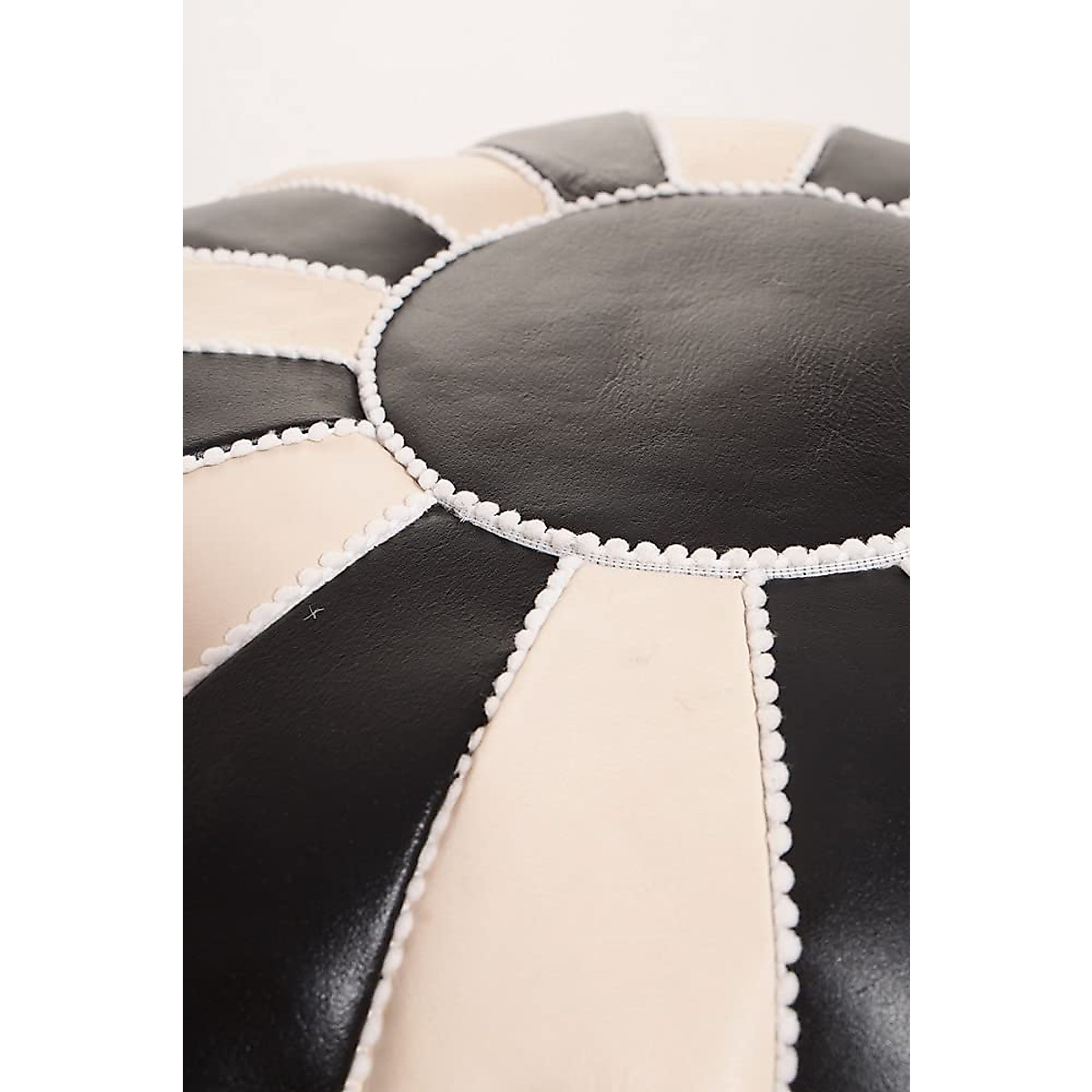 LEATHEROOZE Moderner Leather Pouf Unstuffed Ottoman Moroccan Footstool, Floor Footrest Cushion, Storage Solution - Double Color pouffe(14 * 18 * 18 inch)