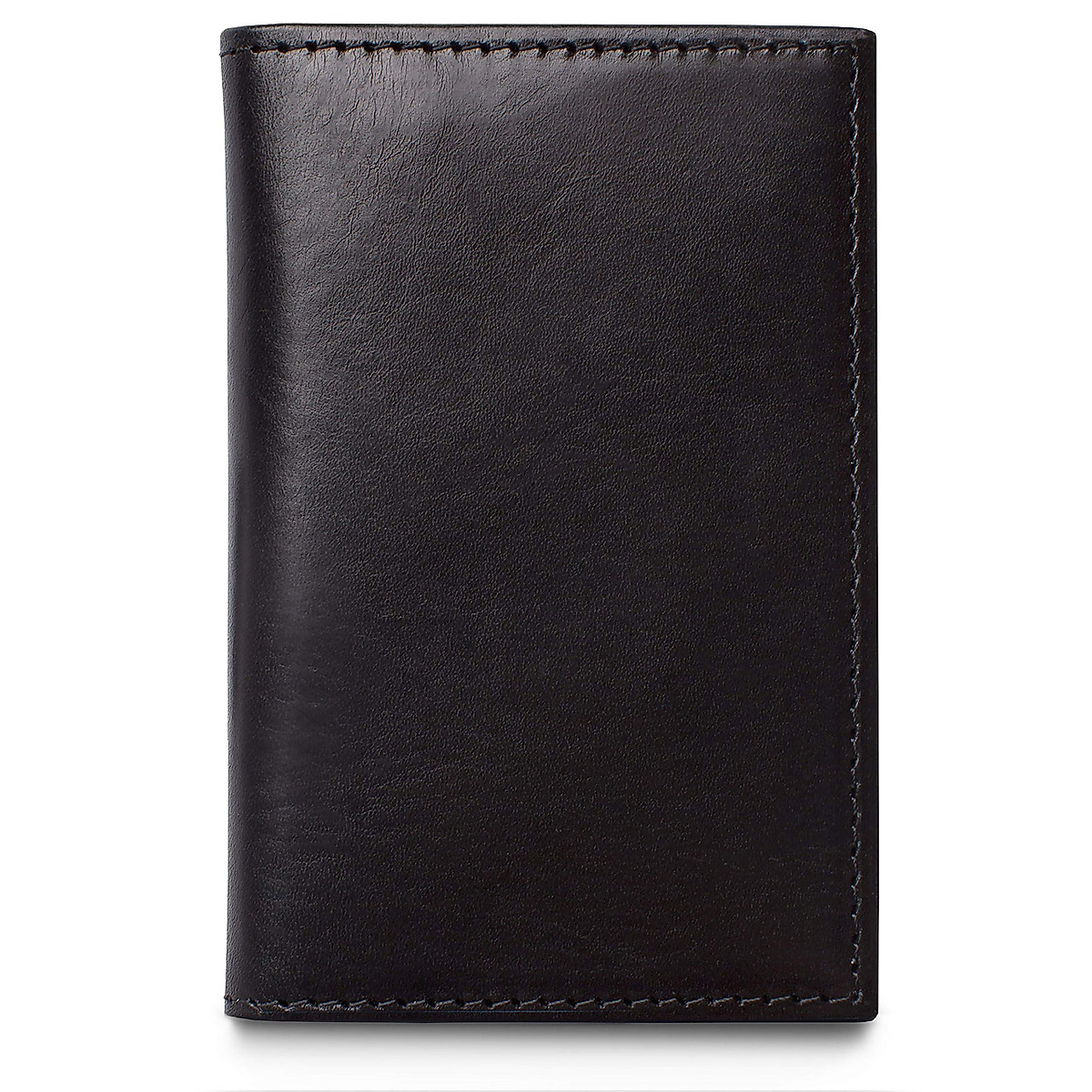 Bosca Men's Leather Card Holder Wallet – Italian Full Grain Vegetable Tanned Credit Card Case – 6 Card Slots, 2 Receipt Wells – Classic Glossy Finish – Gift-Ready Packaging - Black