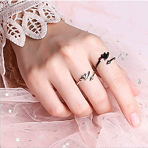 Angel VS Devil Wings Couple Ring Creative Simple Living Mouth Jewelry Gifts for Girlfriends