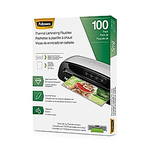 Fellowes Saturn 3i 125 Thermal Laminator Machine with Self-Adhesive Laminating Pouch Starter Kit, 12.5 inch & Thermal Laminating Pouches, 5mil Letter Size Sheets, 9 x 11.5, 100 Pack, Clear (5743501) 