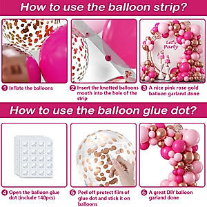 YAOWKY 124PCS Pink Balloon Arch Garland Kit with Different Size 18 12 10 5 Inch Pastel Hot Pink Metallic Rose Gold Confetti Balloons for Princess Theme Wedding Valentine's Day Party Decorations