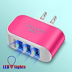 SuanlaTDS Luminous 3-Port Charger Charging Head,Macaron Color Portable Charging Head for Bedroom Home Office