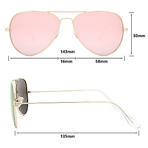 livho Sunglasses for Men Women Aviator Polarized Metal Mirror UV 400 Lens Protection (Rose Gold & Black)