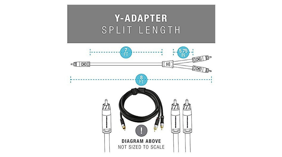 Mediabridge RCA Y-Adapter 8ft - Connect to Subwoofer
