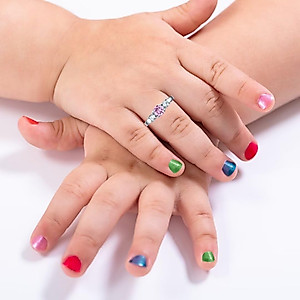 AILAAILA Kids Rings for Girls Birthstone Rings Size 1 2 3 4 Birthday Gifts Stainless Steel Jewelry Pink Diamond Rings for Women October Size 3