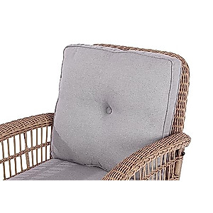 Livavege Outdoor Patio Rattan Gray Cushion, Weather-Resistant PE Wicker Furniture for Porch, Sunroom, Deck, Backyard, Swivel Rocker Chair, Natural