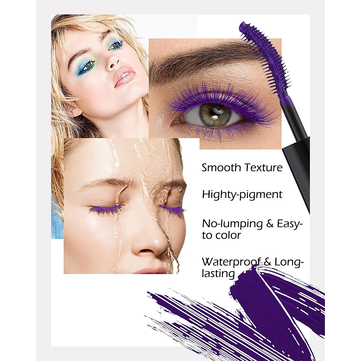 Waterproof Green Mascara Volume and Length,Long Lasting Non Clumping Curling Voluminous Colored Mascara for Eyelashes, Colorful Volumizing Tubing Mascara for Women Eye Makeup Cosplay Party-03