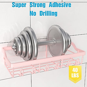 Cvtayn 5 Pack Shower Caddy, Strong Adhesive Shower Organizer No Drilling, Rustproof Shower Shelves Bathroom Shelves Large Capacity, Organizador De Baño Shower Racks for Bathroom Storage, Pink