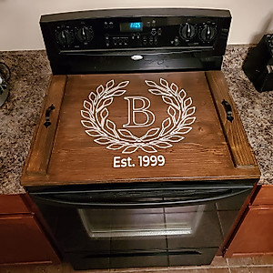 Stove Top Cover Carved Monogram Establish Year
