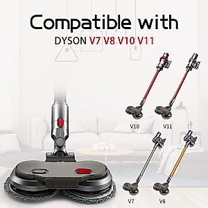 Electric Mop Head for Dyson V7 V8 V10 V11 Vacuum Cleaner, Electric Mop Attachment with LED Headlights Water Reservoir, 6 Reusable Mop Pads