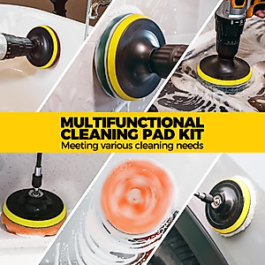 Holikme 22Piece Drill Brush Attachments Set, Scrub Pads & Sponge, Buffing Pads, Power Scrubber Brush with Extend Long Attachment, Car Polishing Pad Kit