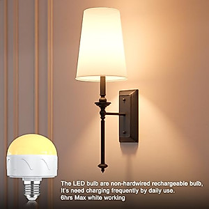 2Pack Rechargeable Light Bulbs with Remote E26/E12 Battery Operated Light Bulb 2200mAh, 3 Color Temperatures/Timer/Dimmer/Color Changing Puck Lights with Remote, Cordless Light Bulb for Non-Hardwired