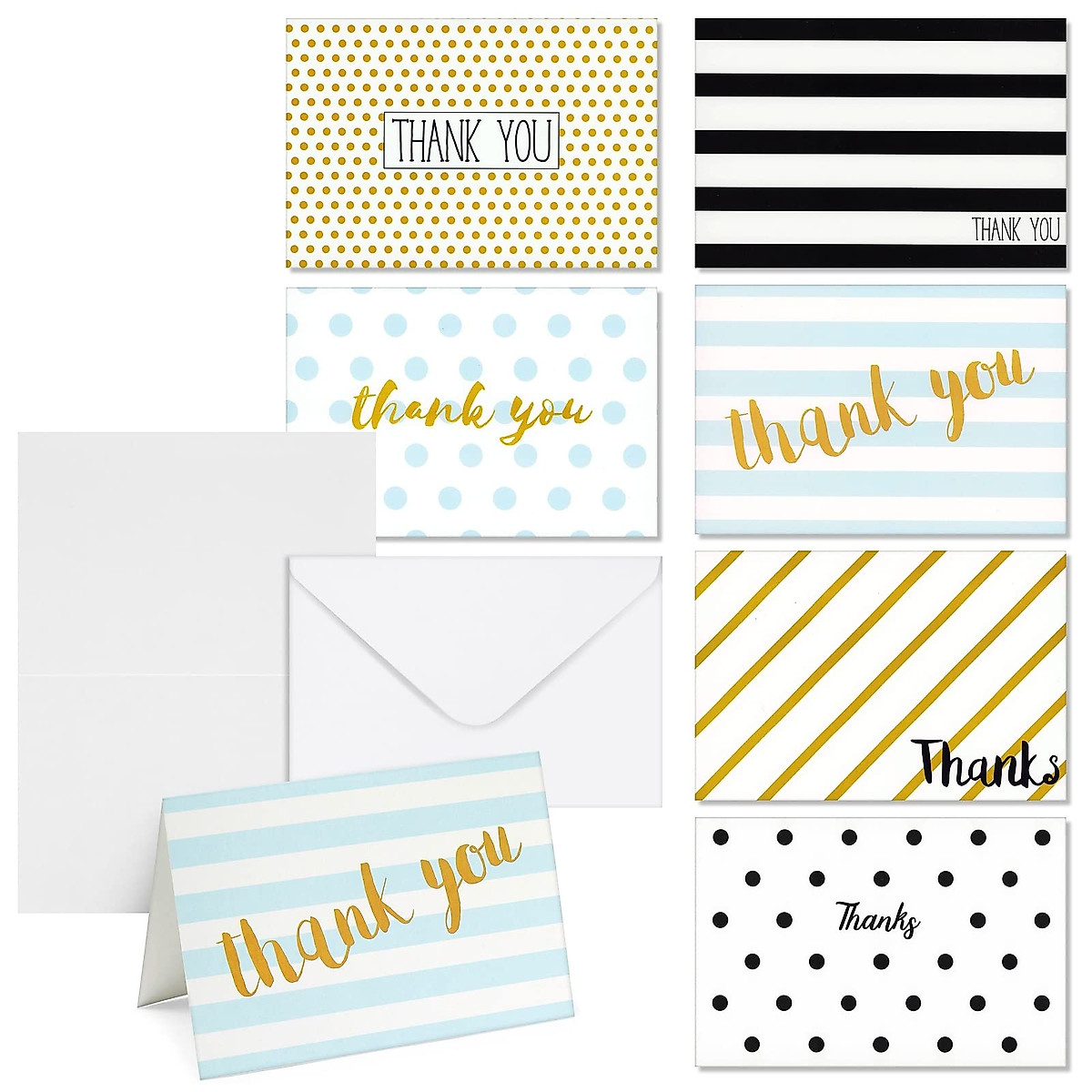 Juvale 144-Pack Bulk Thank You Cards Set with Envelopes, Blank Inside for Birthday Party, Baby Shower, Wedding, Employee Appreciation, All Occasions, 6 Assorted Designs (4x6 in)