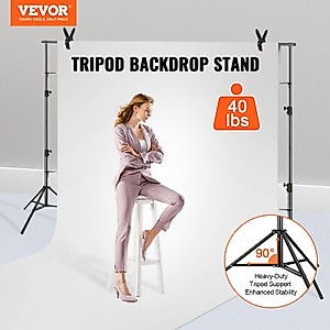 VEVOR 12 x 10 ft Heavy Duty Backdrop Stand, Height Adjustable Photography Backdrop Stand, Background Support System with 6 Clamps and A Carry Bag, for Party, Wedding, Display, Photo
