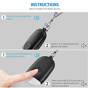 [Upgraded New Version] AMIR Safe Sound Personal Alarm - 130dB Emergency Alarm Keychain with LED Flashlight, Security Personal Protection Devices for Women, Girls, Kids and Elderly(2 Pack-Black&White)