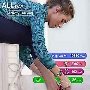 FITVII Slim Fitness Tracker with Blood Oxygen, Blood Pressure, 24/7 Heart Rate and Sleep Tracking, IP68 Waterproof Activity Trackers and Smart Watches with Step Tracker, Pedometer for Women Kids