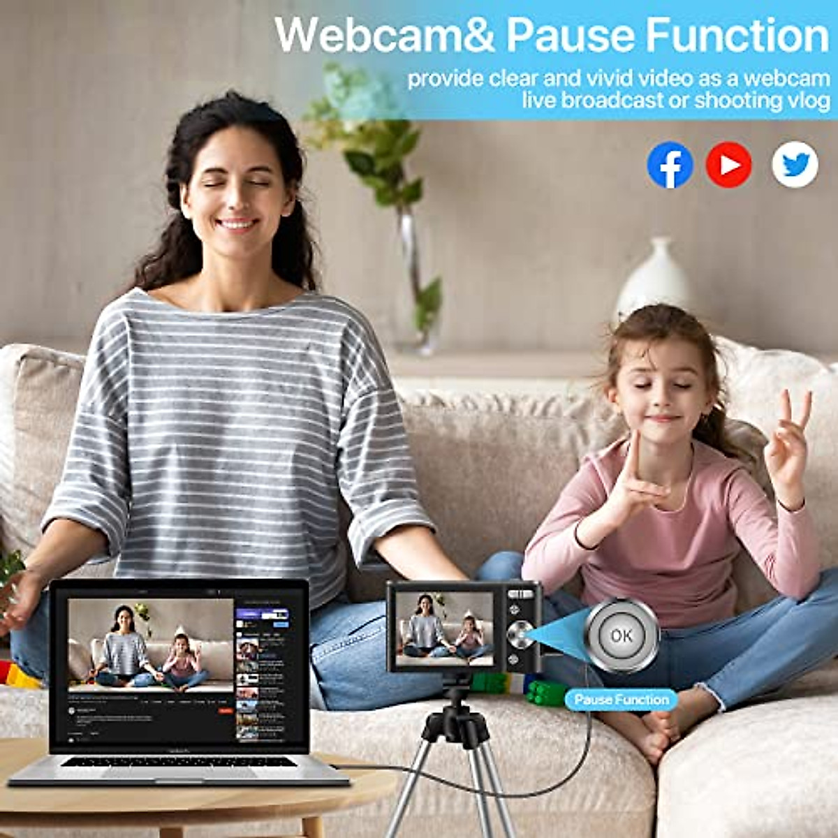 Digital Camera, 4K 48MP Vlogging Camera Compact Pocket Camera with 16X Zoom 32GB SD Card, Point and Shoot Camera for Adult Seniors Students Kids Beginner(Black)