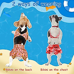 2-Pack Dog Bikini Swimsuit，Puppy Summer Beach Dress Doggie Swimwear, Rainbow/Mermaid/Floral/Leopard Dog Bathing Suit for Small Dogs Girl, Pet Clothes Cat Costumes Swimming-Dress