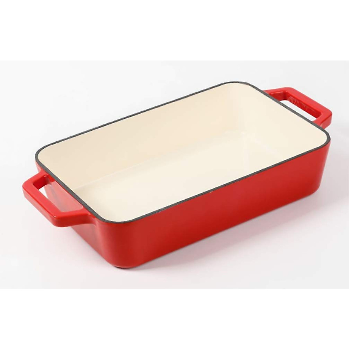 HAWOK Enameled Cast Iron Rectangle Roaster Lasagna/Roasting Pan Red……