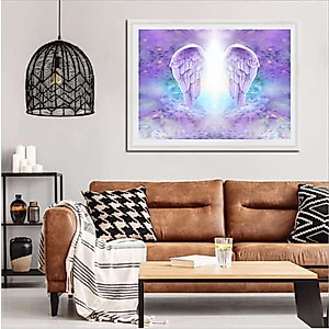 QAZWSX Angel Wings Diamond Painting Kits, Dreamlike Feather Fairy Tales Diamond Art for Adults Kids Full Round Drill Kit Crystal Pictures for Home Wall Decor Christmas Gifts 12x16 inch /30x40 cm