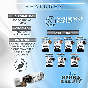 All in Beauty Henna Starter Eyebrow Coloring Kit, Eyebrows Henna Bundle for Brow Coloring, Vegan, Made from Natural and Harmless Ingredients, Tint your Brows, Long Lasting and Waterproof