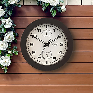 Equity by La Crosse 10 Inch IN/OUT Brown Wall Clock with Thermometer and Hygrometer (29005)