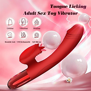 BFAZON Adult Sex Toys for Women Realistic Dildo Vibrators with 10 Licking G Spot Clitoral Stimulation & Vibrating Dildos Modes Female Sex Toys Anal Dildo Vibrator Sex Toys for Woman and Couples