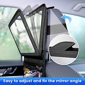 Brislut Baby Car Mirror with Tablet Holder, Road Trip Essentials for Kids, Back Seat Mirror to See Rear Facing Infant, Adjustable Backseat Mirror and Ipad Case for Car Headrest