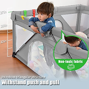 Baby Playpen Foldable, Heyo.Ja Large Play Yard, Playpen for Babies and Toddlers, Play Pens for Babies and Toddlers with Gate, Indoor & Outdoor Portable Play Pen (47"×63")