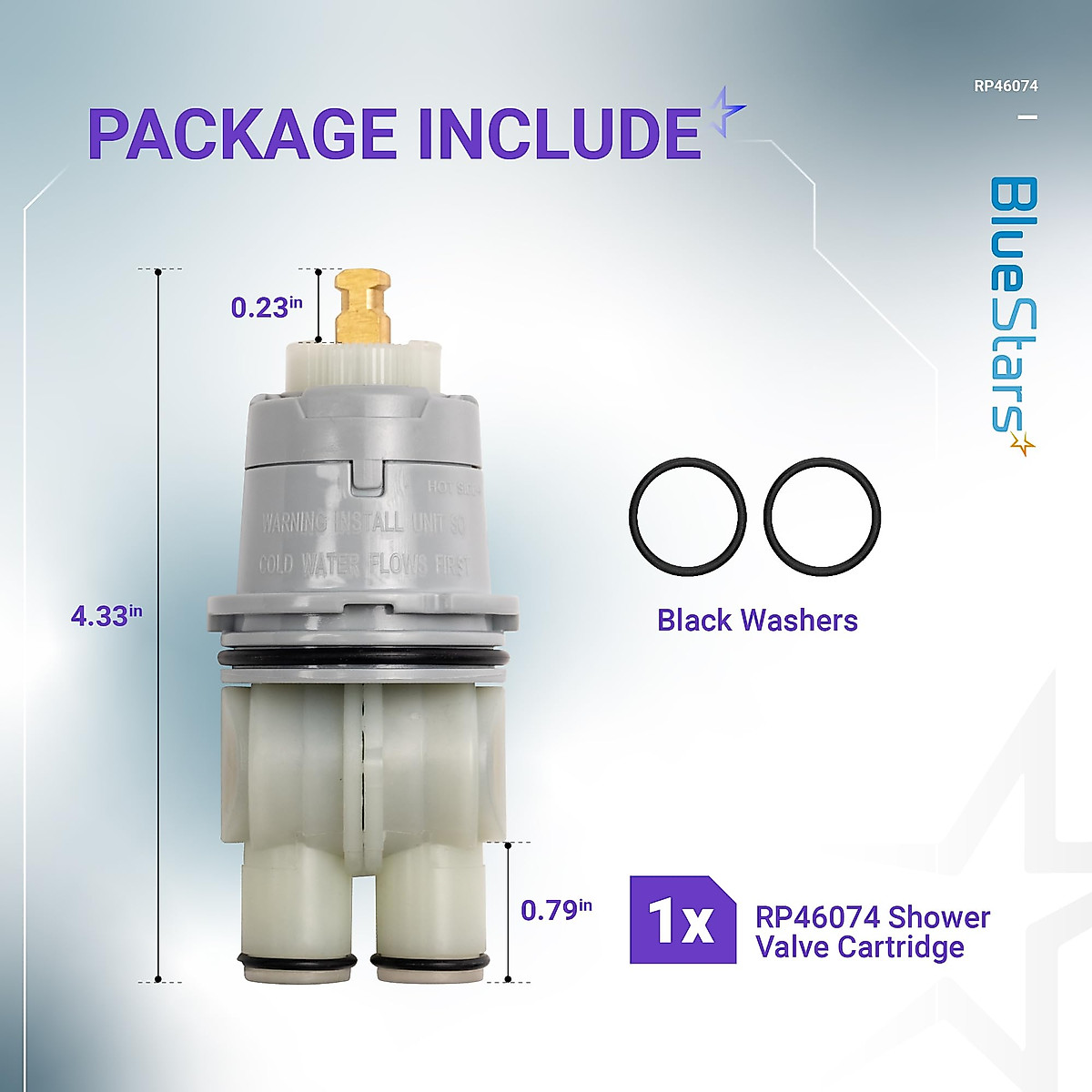 BlueStars RP46074 Shower Valve Cartridge - Single-Function Pressure-Balance Temperature Control- Compatible with Shower and Tub 13/14 Series Faucet