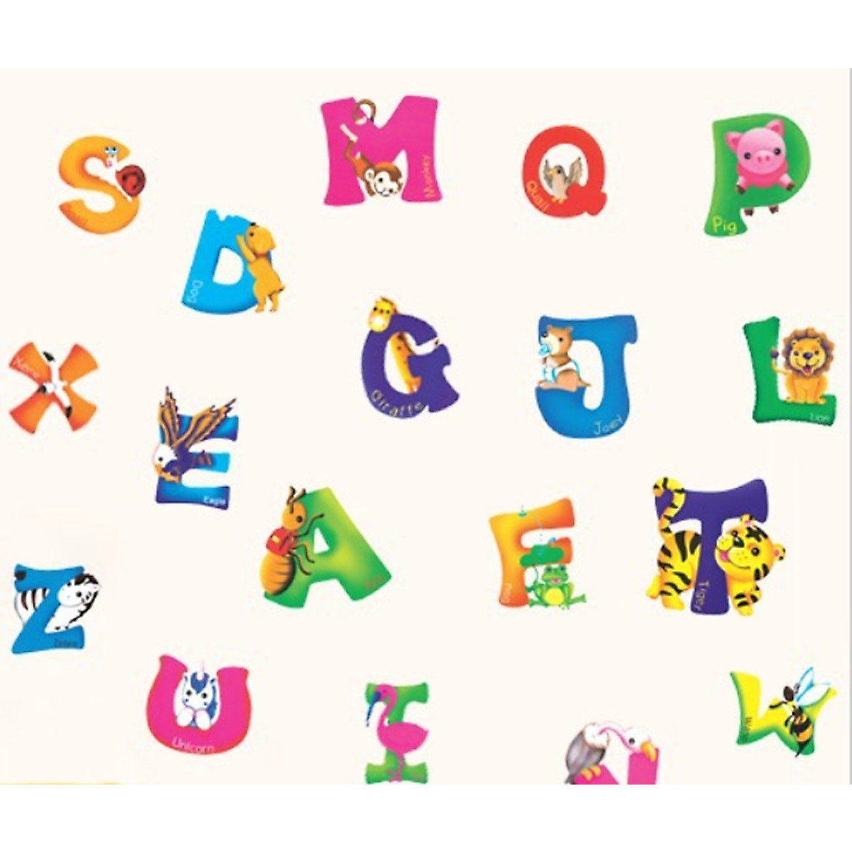 Adam Victor Removable Fun Educational Alphabet Wall Decals Kids Room Decorations Art Décor Stickers Nursery DIY PVC Decal Bathroom Sticker